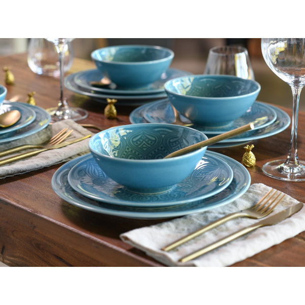 Creatable Orient Mandala Aquamarine, 12 Piece Dinnerware Set, Service ...
