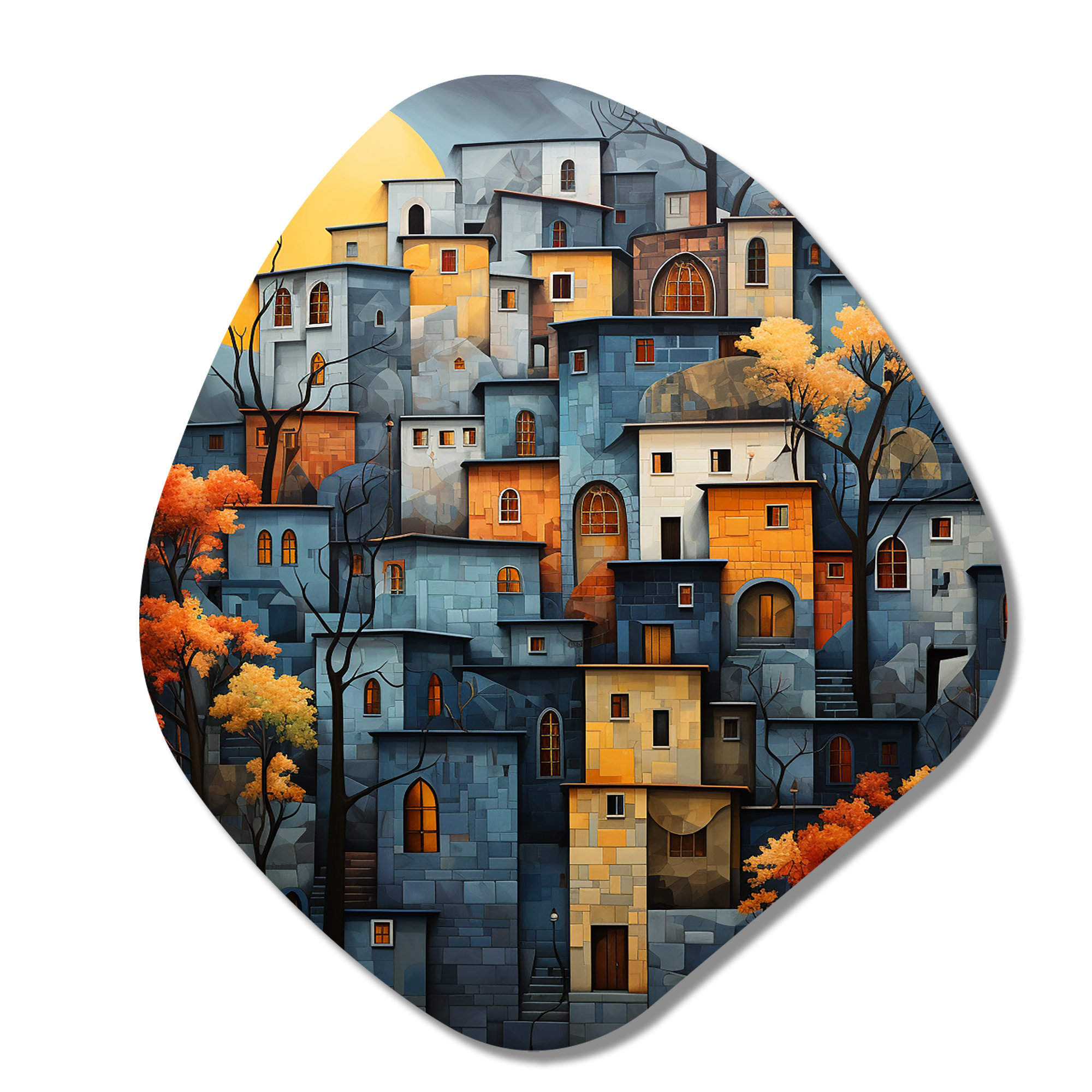 Design Art Cityscape Exquisite Blue II - City Buildings Nebula Shape ...