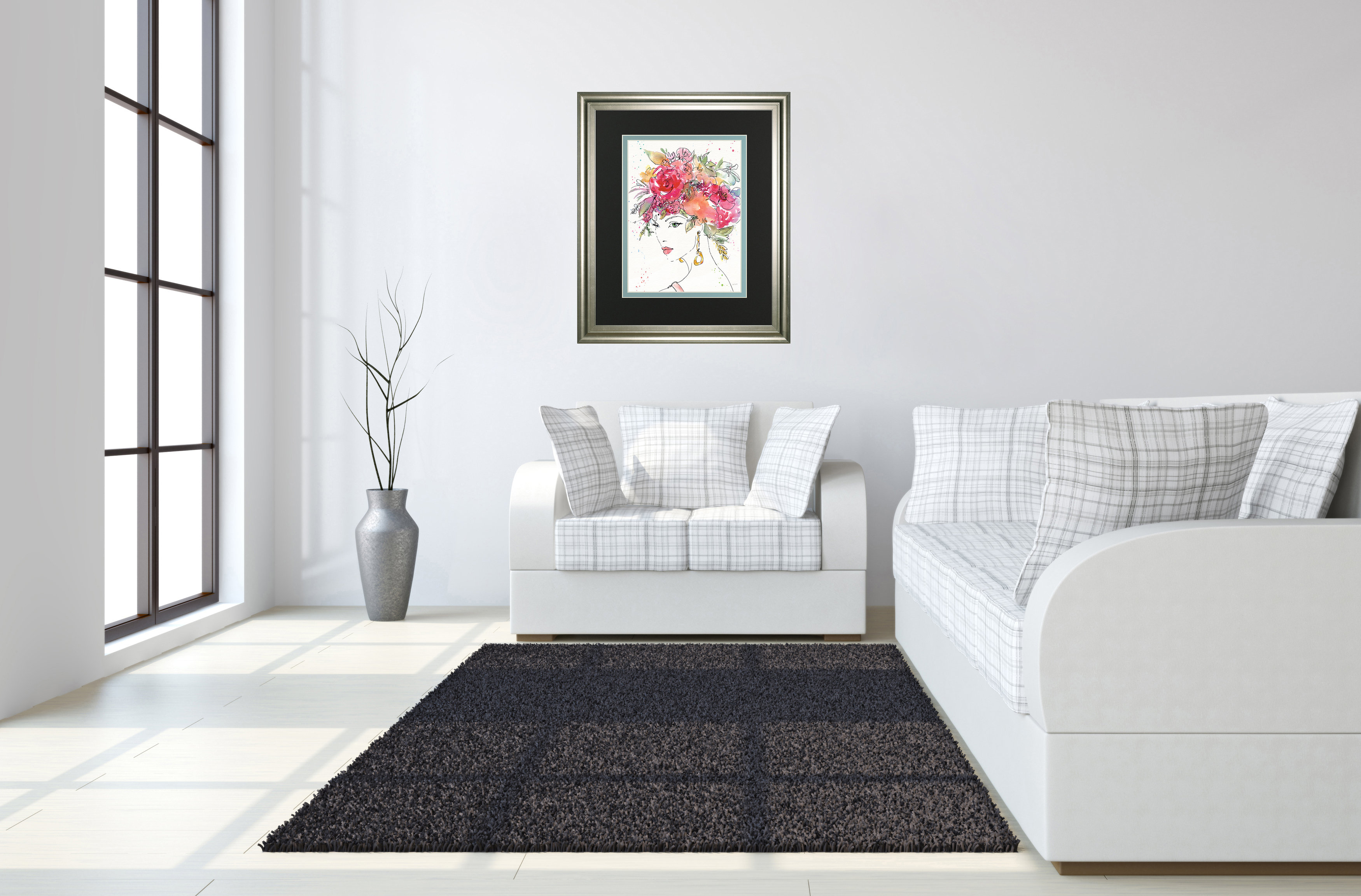 Lark Manor™ Floral Crown Muse Wall Art - 34" x 40" - Silver Frame | Wayfair