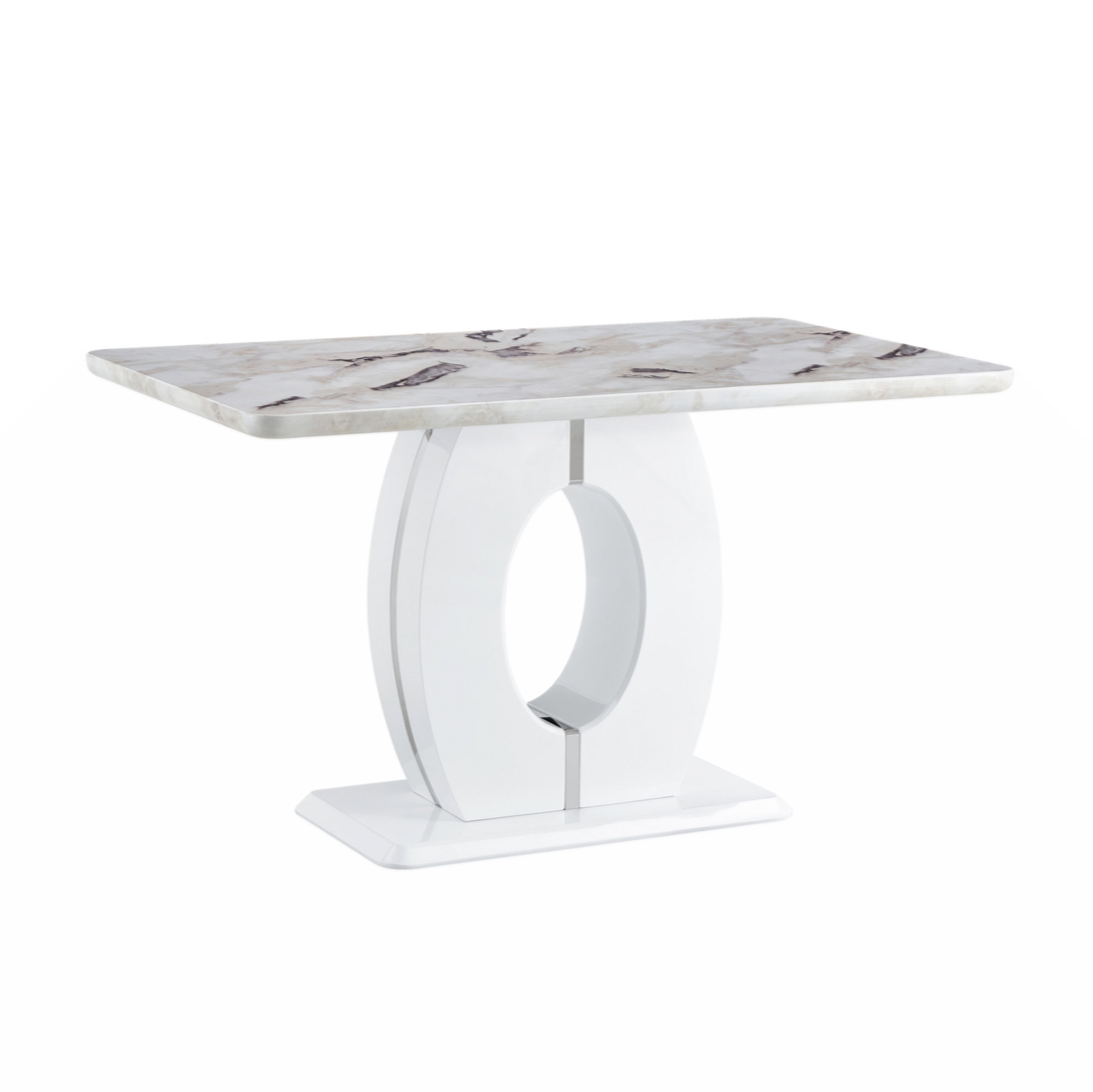 Ivy Bronx Veiko Modern Minimalist White Marble Patterned Dining Table ...