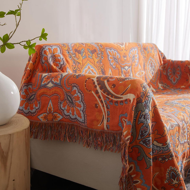 Tobran Boho Throw Blanket,Ultra Soft 4-Layer Muslin Quilt with Vintage ...