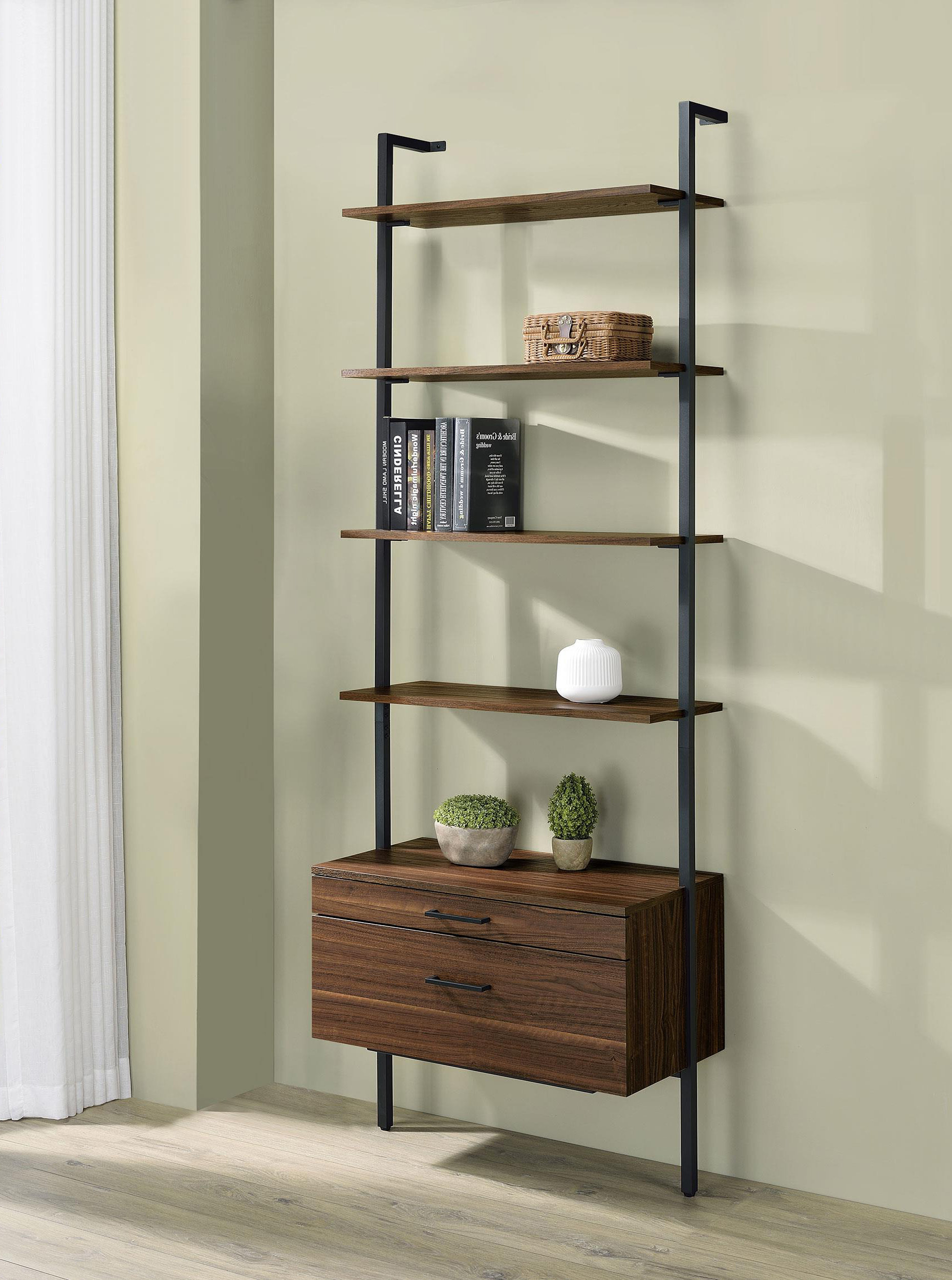 Corrigan Studio® 96-inch 4-shelf Storage Wall Bookshelf Walnut | Wayfair