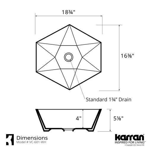 Karran Valera 19 In. Vitreous China Hexagon Vessel Bathroom Sink ...