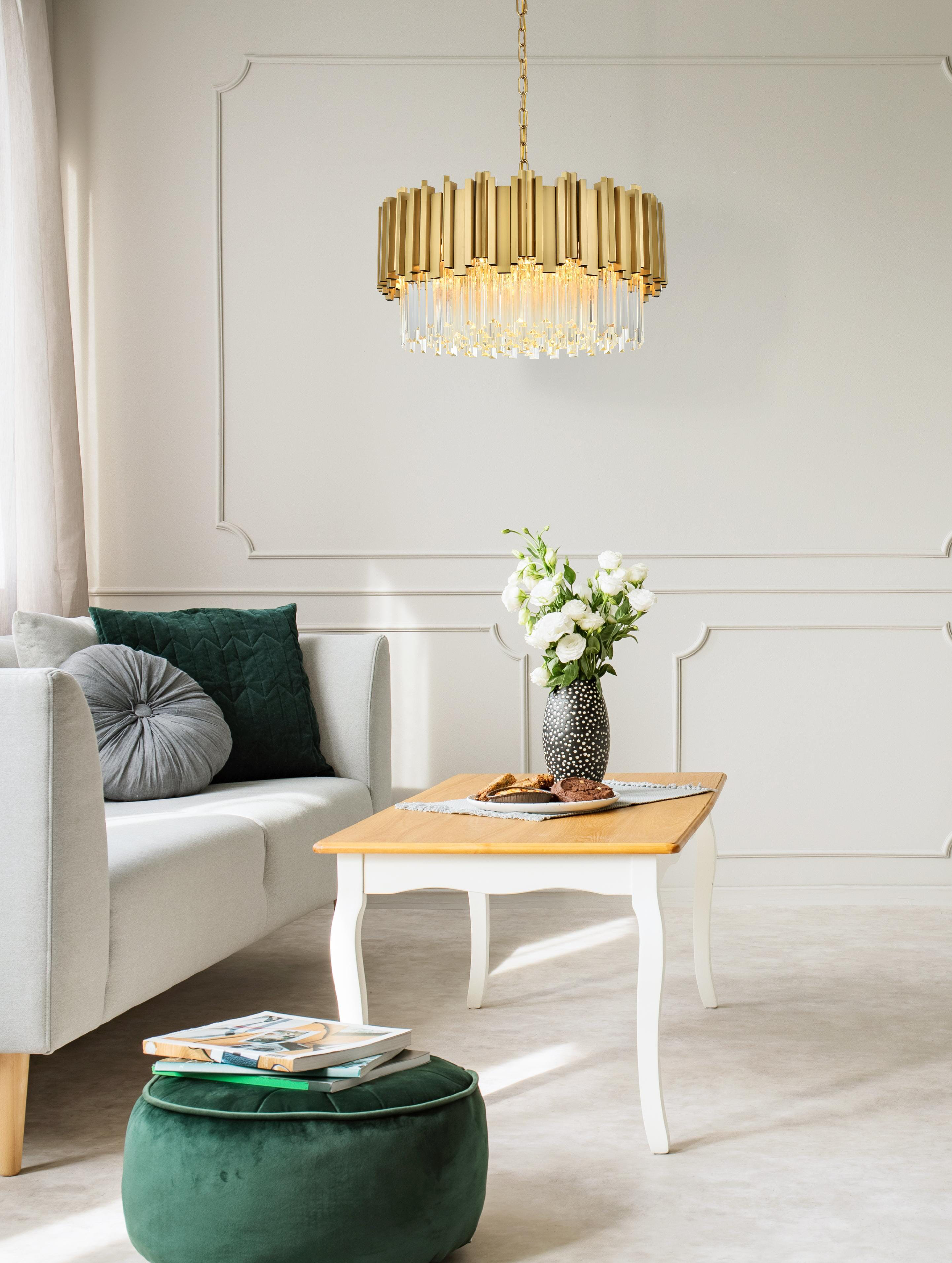 Everly Quinn Lenora 24 inch Chandelier in Satin Gold | Wayfair