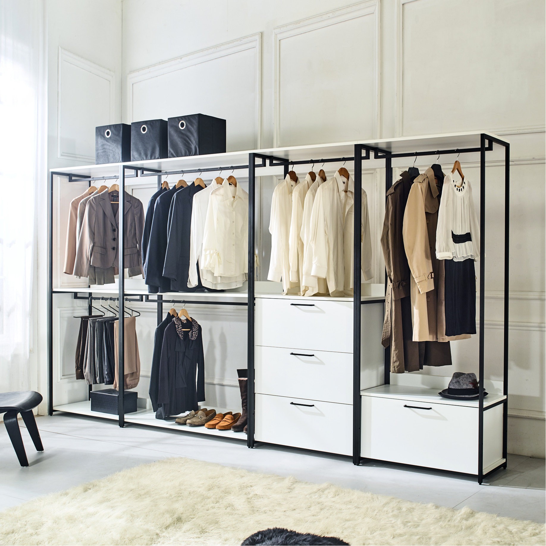 Hokku Designs Walk In Closet With Metal - White, Extra Deep Storage ...