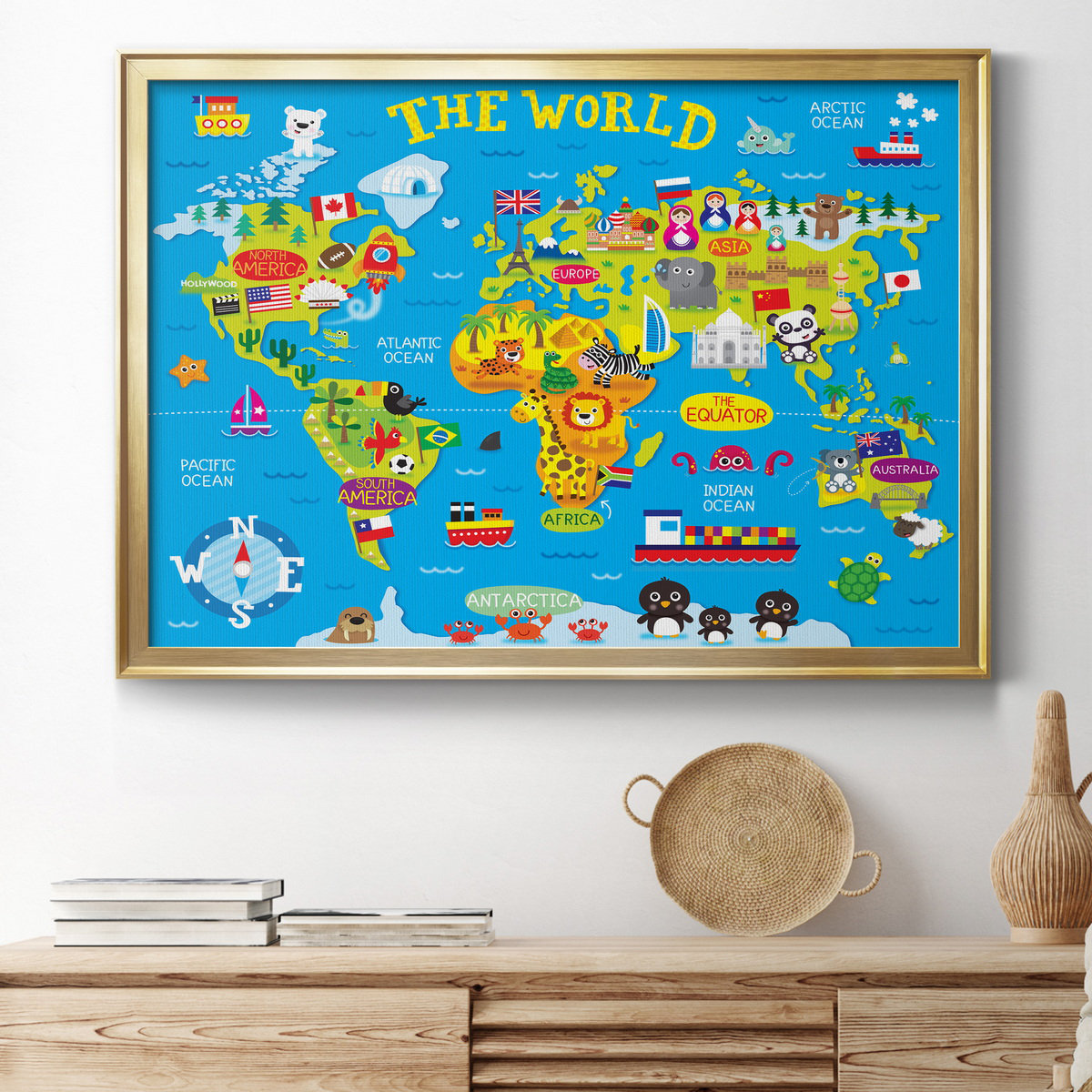 Zoomie Kids World Map - Picture Frame Graphic Art on Canvas | Wayfair