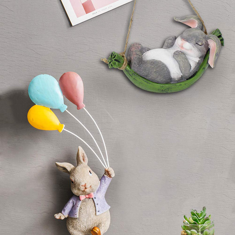 Arlmont & Co. Resin Swing Rabbit Garden Statue | Wayfair