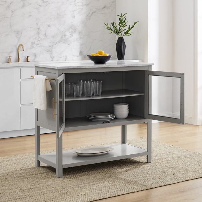 Lark Manor Alexander-Jay Marble Kitchen Island & Reviews | Wayfair