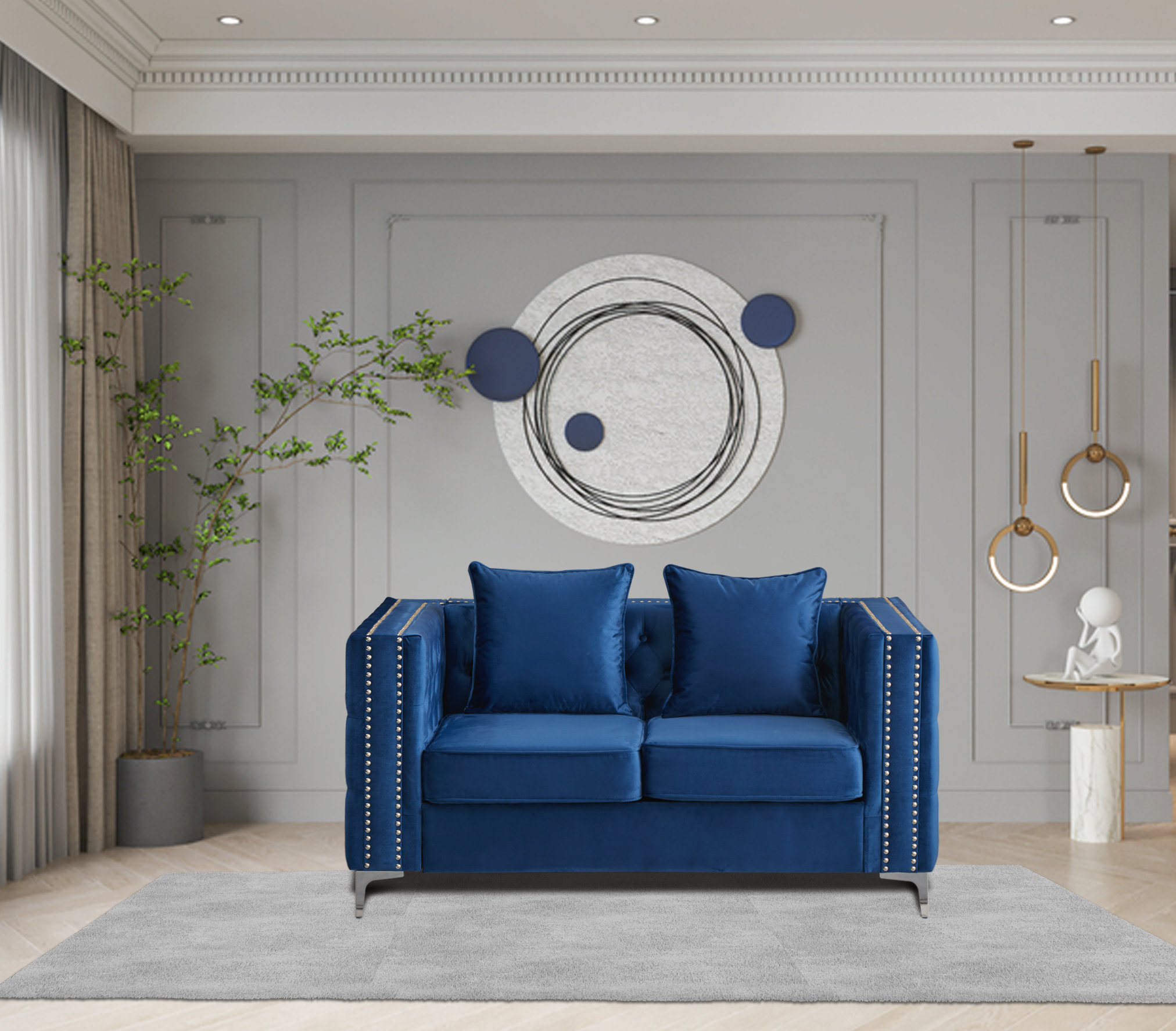 House of Hampton® Gaileen 62'' Velvet Rolled Arm Chesterfield Loveseat ...