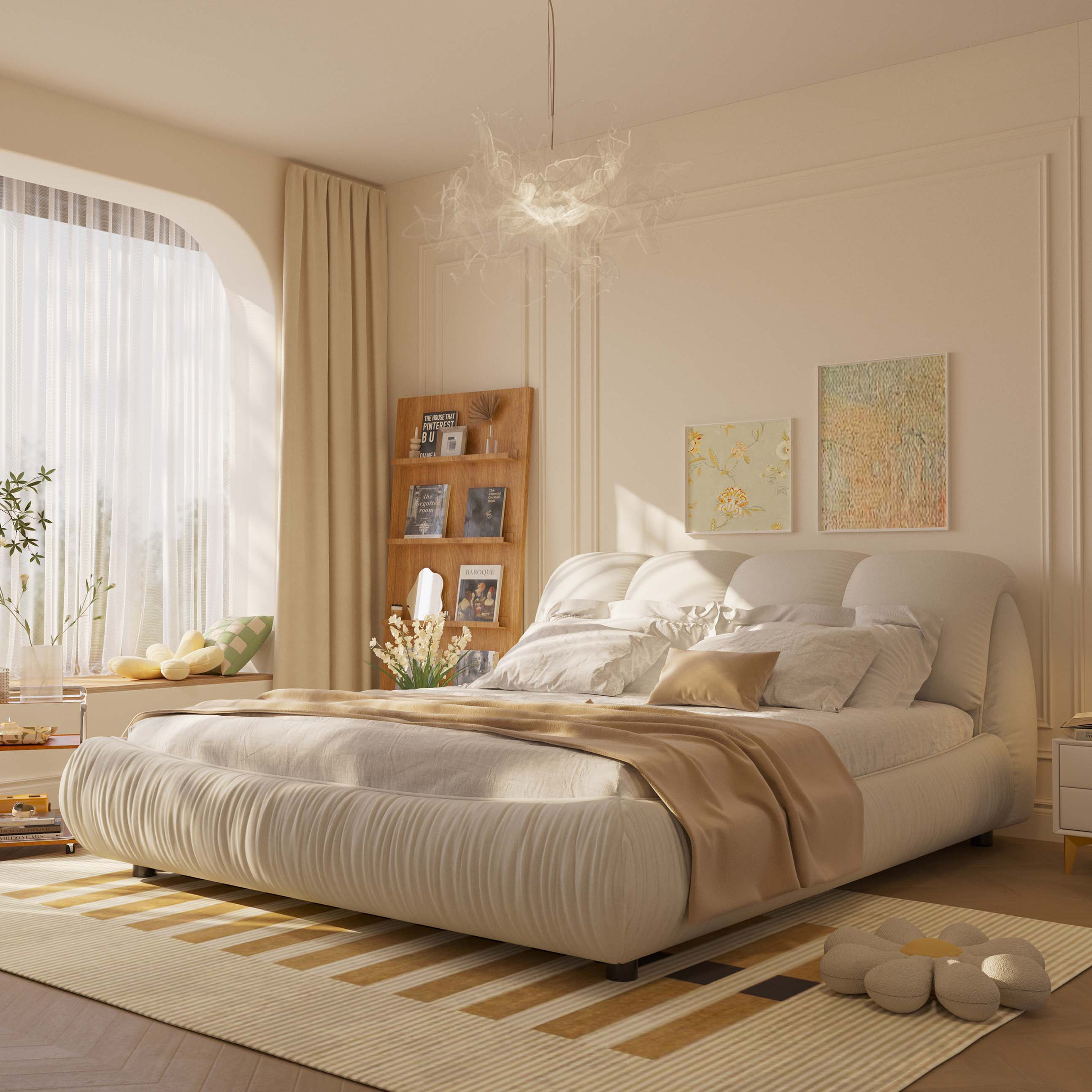 Latitude Run® King Upholstered Platform Bed with Oversized Padded ...