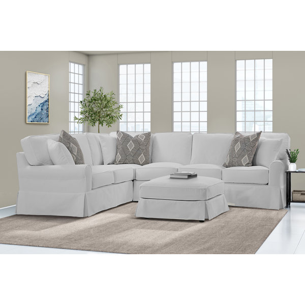 FDW Rhooms Slipcover 5-Piece Sectional With Ottoman | Wayfair