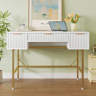 Mercer41 47" White Computer Writing Desk for Home Office,Fluted Makeup ...