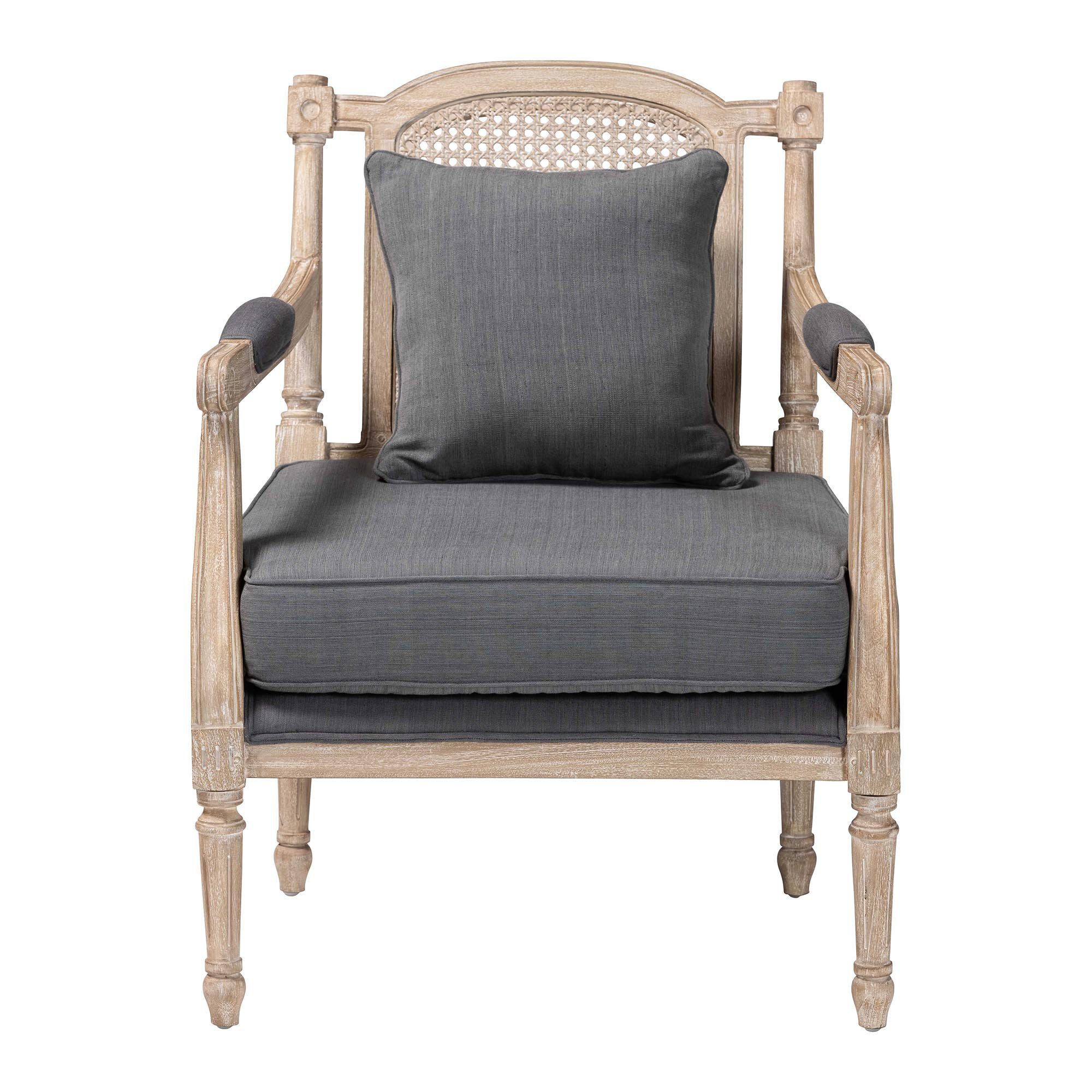 Bayou Breeze Canley French Provincial Grey Fabric Whitewashed Mahogany ...
