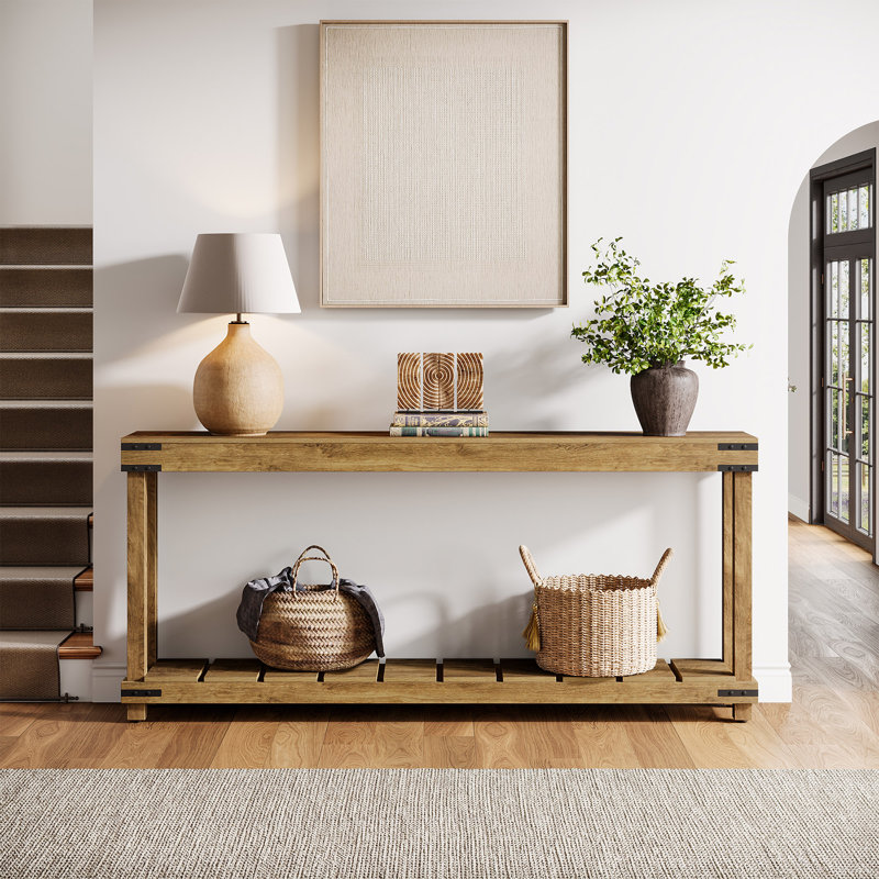 Millwood Pines 70.9 Inch Extra Long Console Table Rustic Sofa Table ...