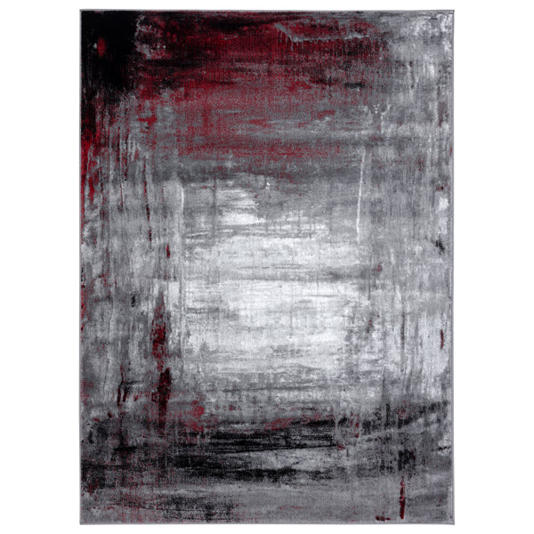 17 Stories Hellie Abstract Burgundy/Gray Area Rug & Reviews | Wayfair