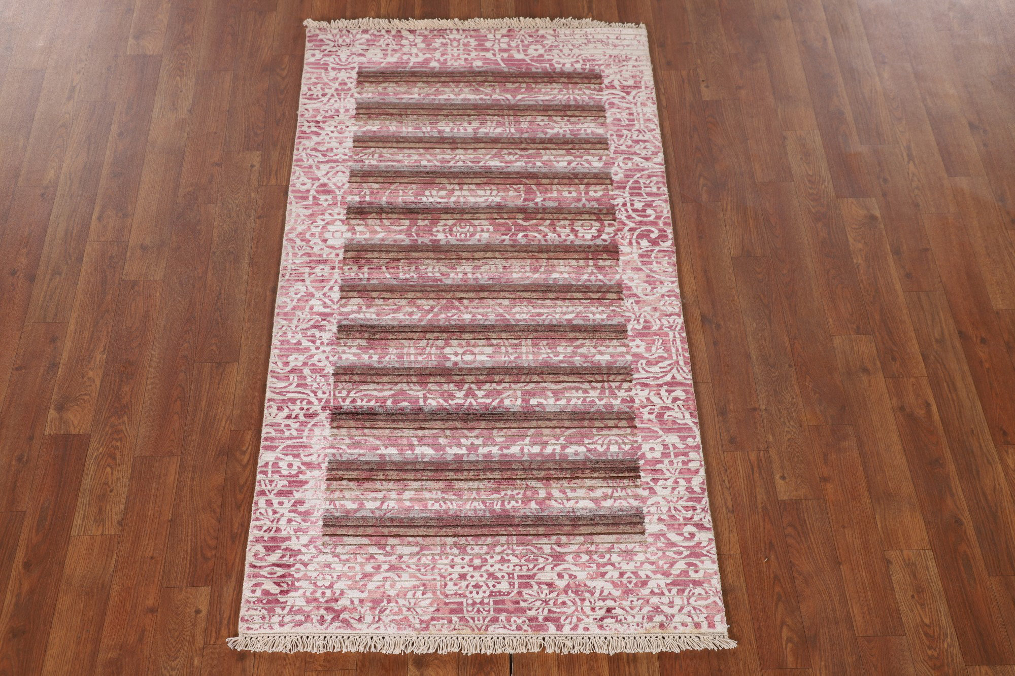 Isabelline Striped Pink Abstract Modern Rug 3x5 | Wayfair