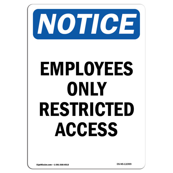 SignMission Employees Only Restricted Access Sign | Wayfair