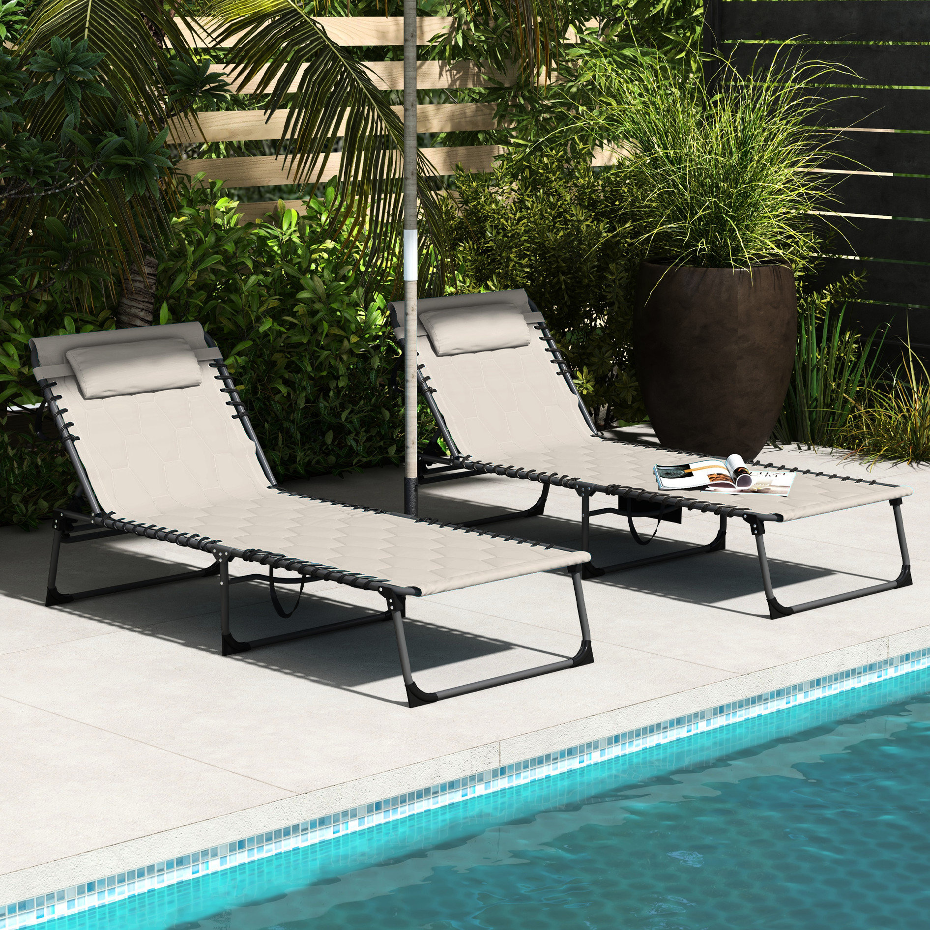 Arlmont & Co. Patio Lounge With 5-level Recline, Padded Seat & , Side ...
