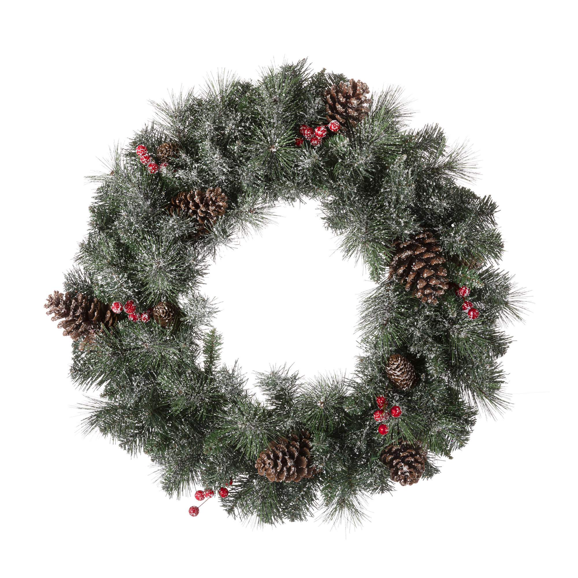The Holiday Aisle® Heyder 24" Glittered Christmas Pinecones Wreath with ...