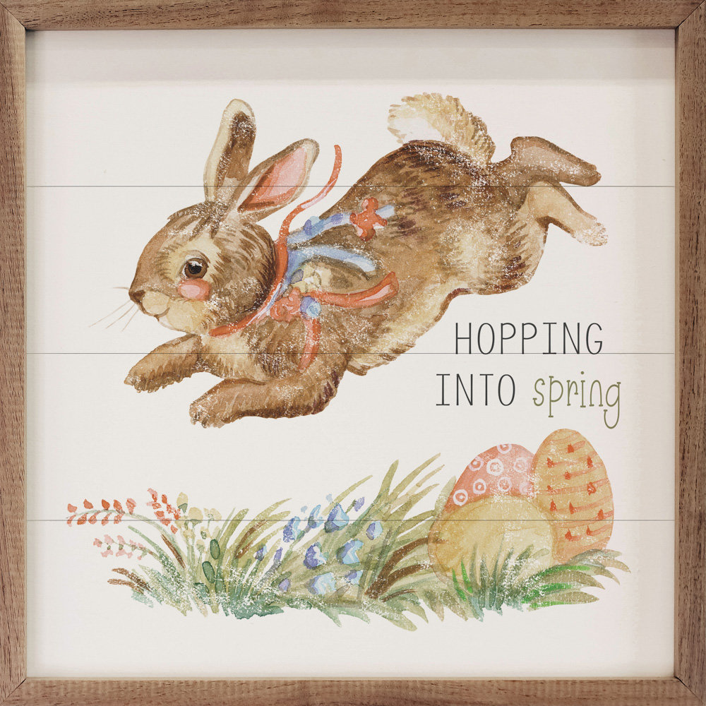 August Grove® Hopping Into Spring Bunny White | Wayfair