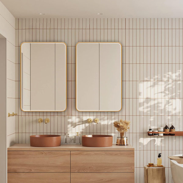 Latitude Run® Beveled Edge Mirror Door with Round Corner Metal Frame ...