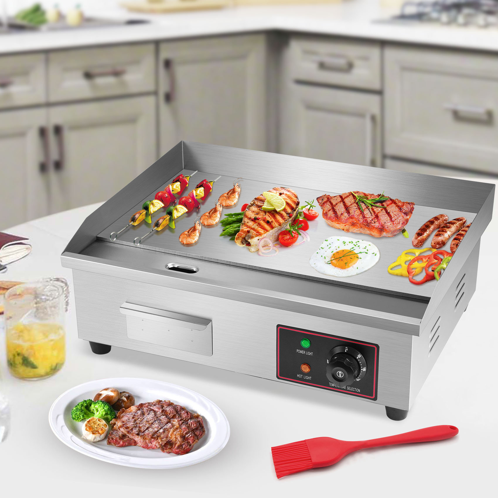 Suteck 3000W Commercial Griddle,22" x 14" Electric Griddles Grill ...