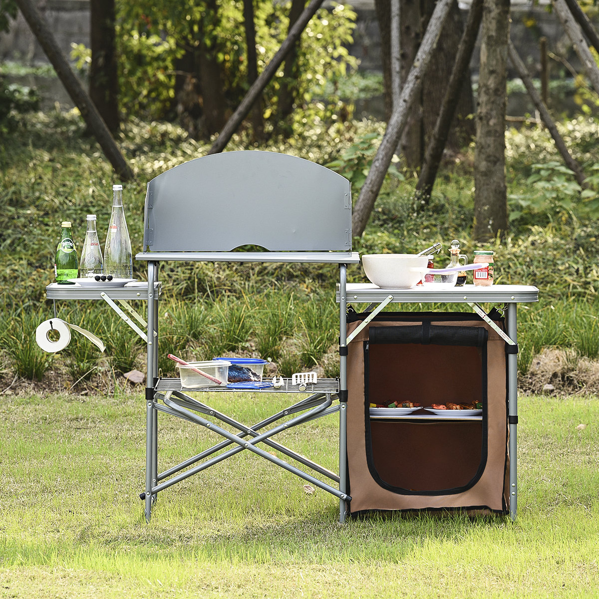 Topbuy Camping Folding Table Portable Outdoor Bbq Grill Stand W ...