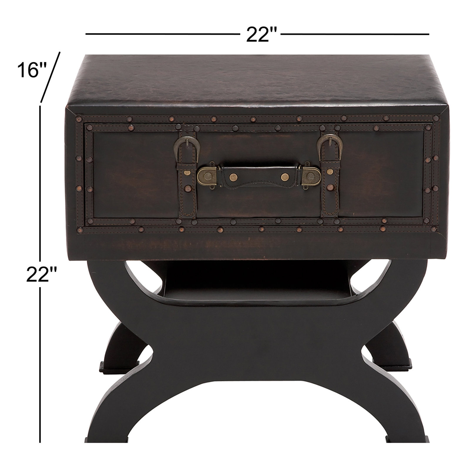 Steelside™ Isabel Vintage Style Faux Leather Accent End Table with ...