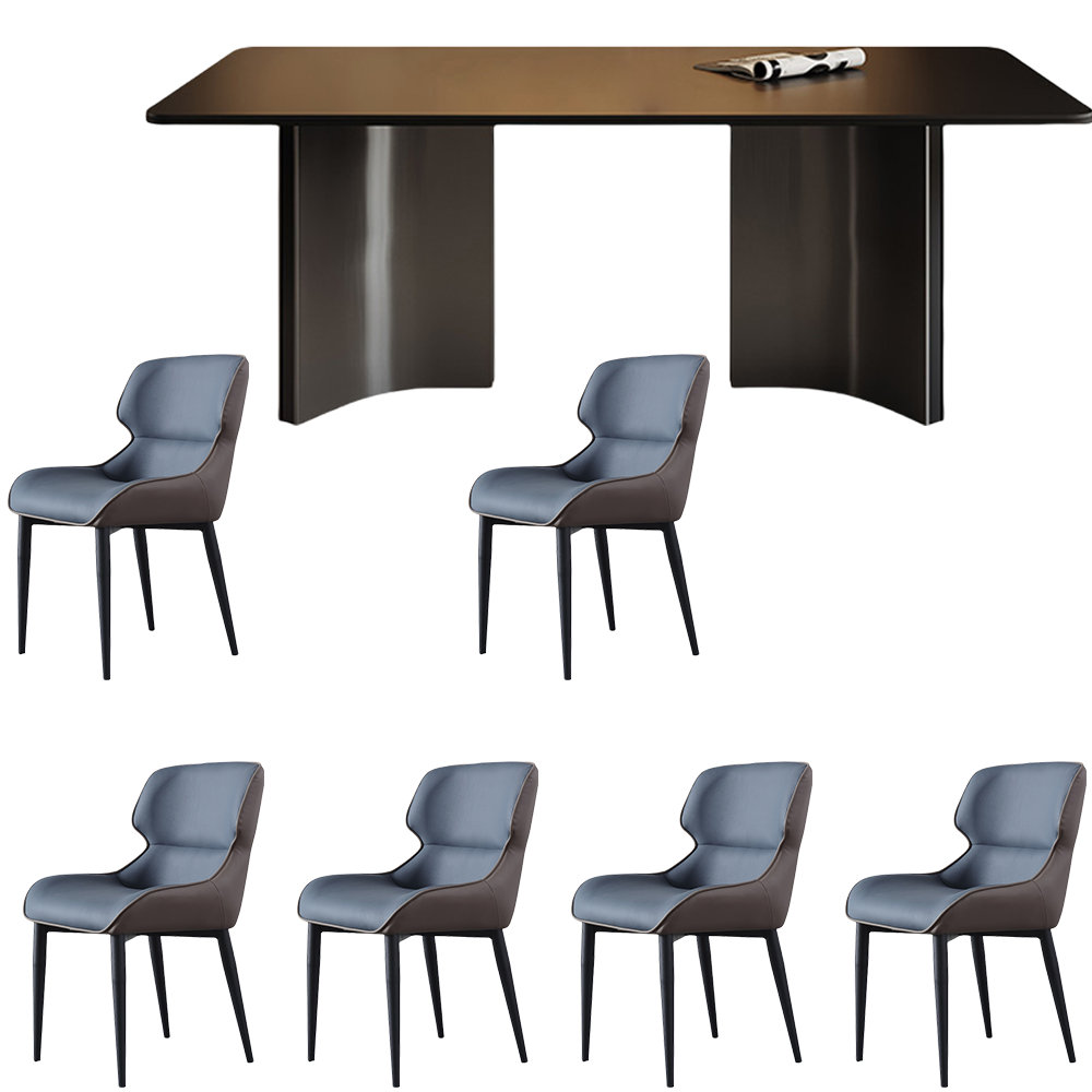 A Zoetic Home Black Modern Minimalist Slate Dining Set | Wayfair