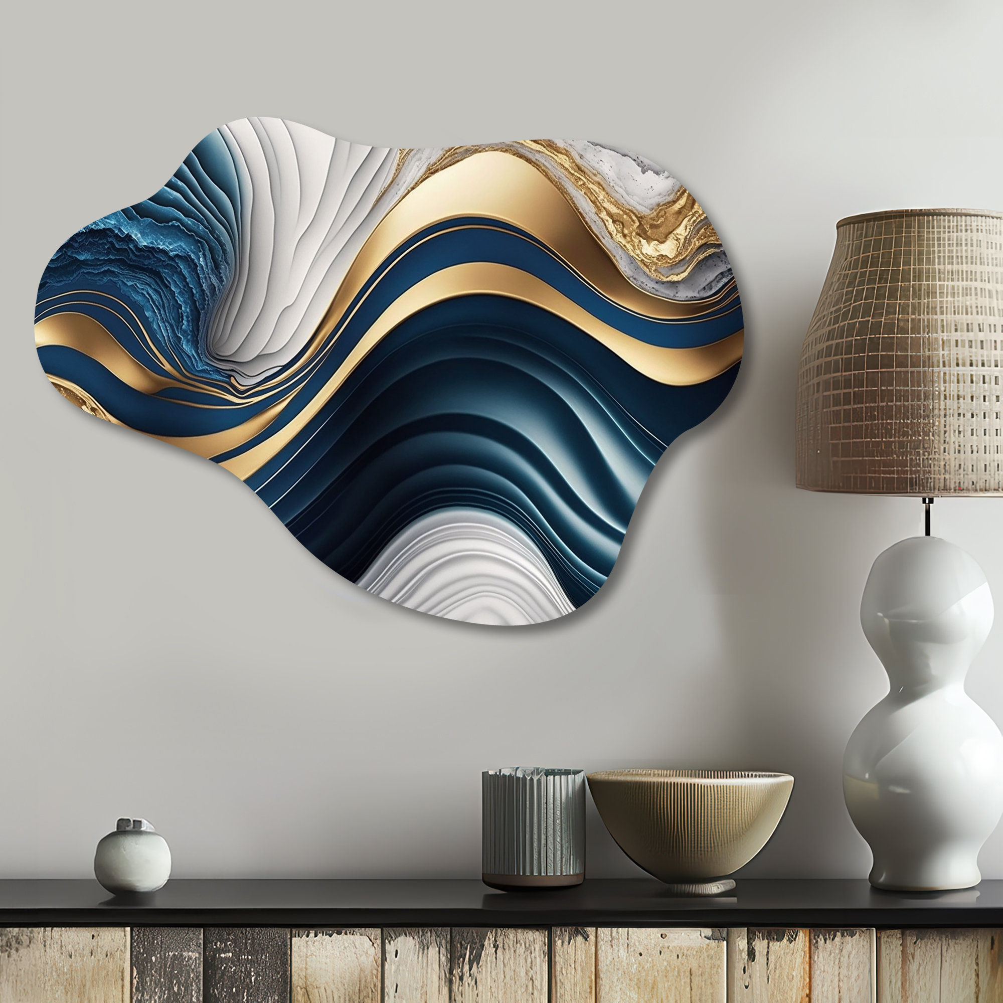Ivy Bronx Abstract Geode Waves Blue I - Abstract Cloud Shape ...