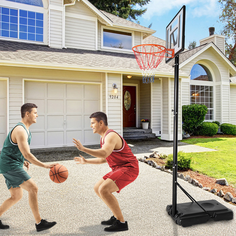 Winado 8-10 ft. Adjustable Height Metal Portable Full-Size Basketball ...