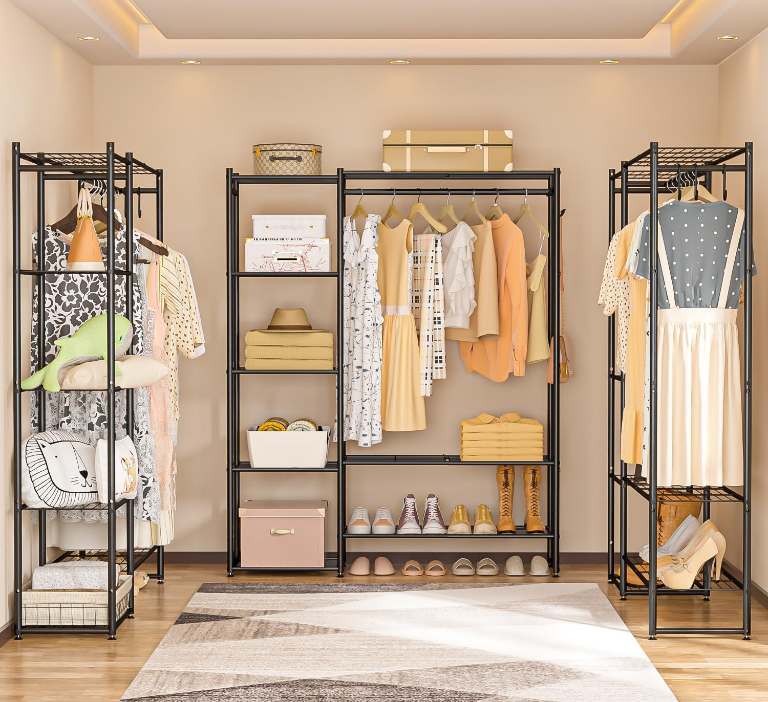 Rebrilliant Wardrobe Closet, Portable Clothing Rack For Hanging Clothes ...