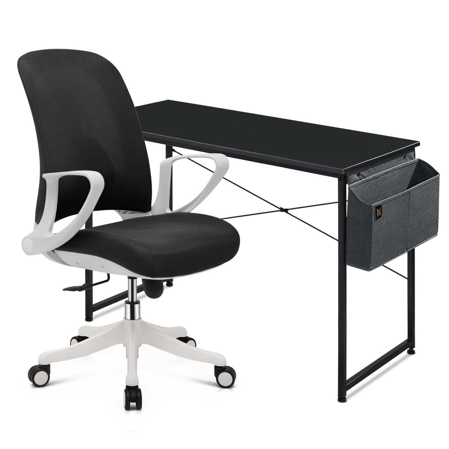 Inbox Zero Desk and Chair Rotable Chair with Wheels Desk with Storage ...