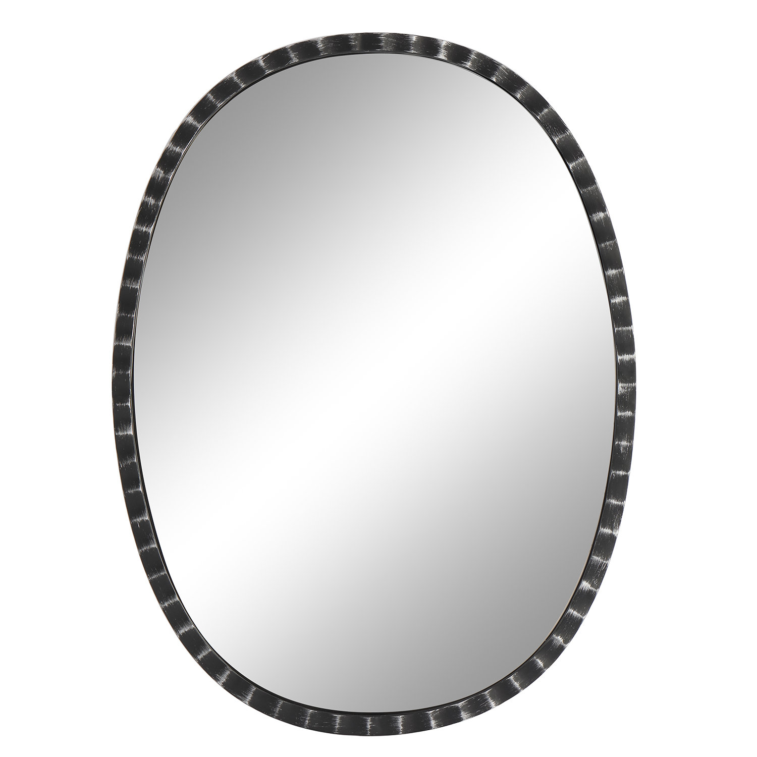 Wrought Studio™ 36” Antique Black Oval Industrial Rustic Metal Framed ...