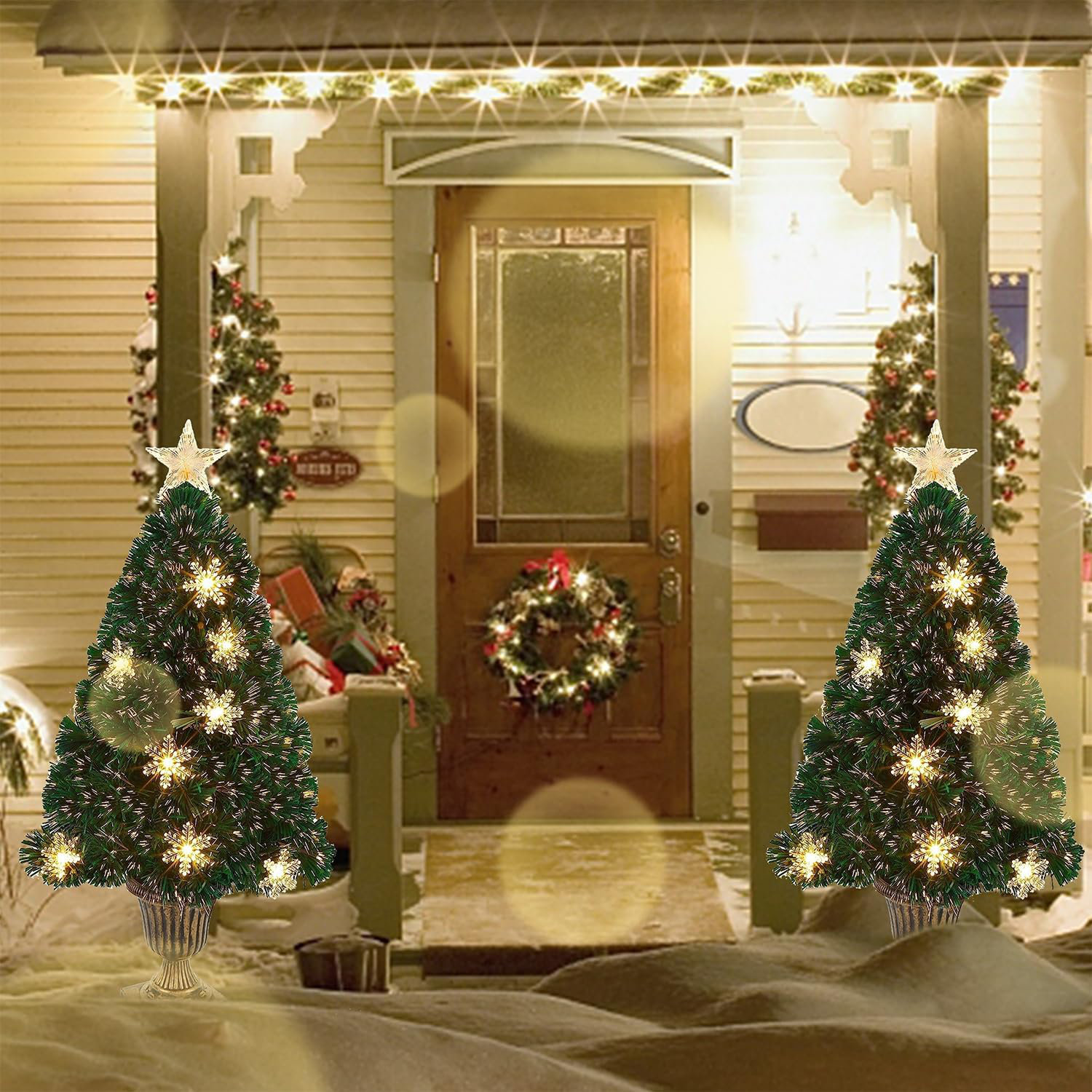 The Holiday Aisle® 3 FT Pre-Lit Artificial Christmas Tree, 2 Pack ...