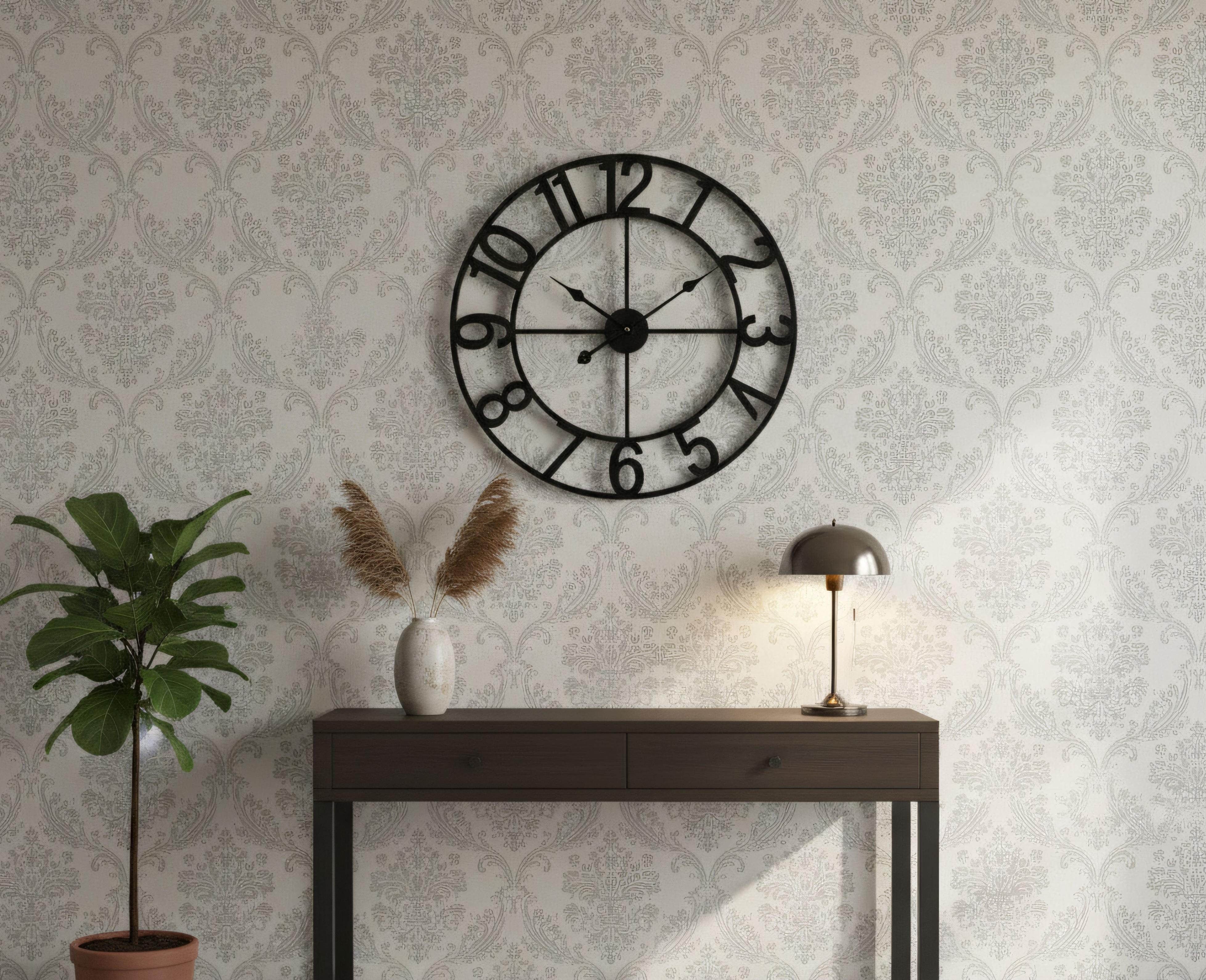 Trent Austin Design® 24-Inch Large Black Metal Wall Clock, Battery ...