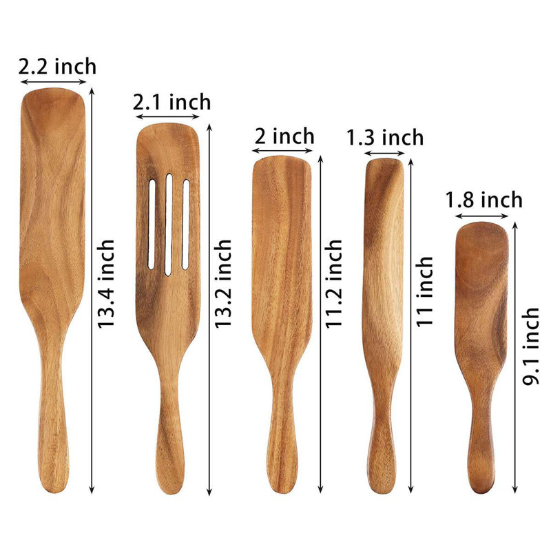 Gustave 5 - Piece Wood Spatula Kitchen Cooking Utensils Wooden Cookware ...