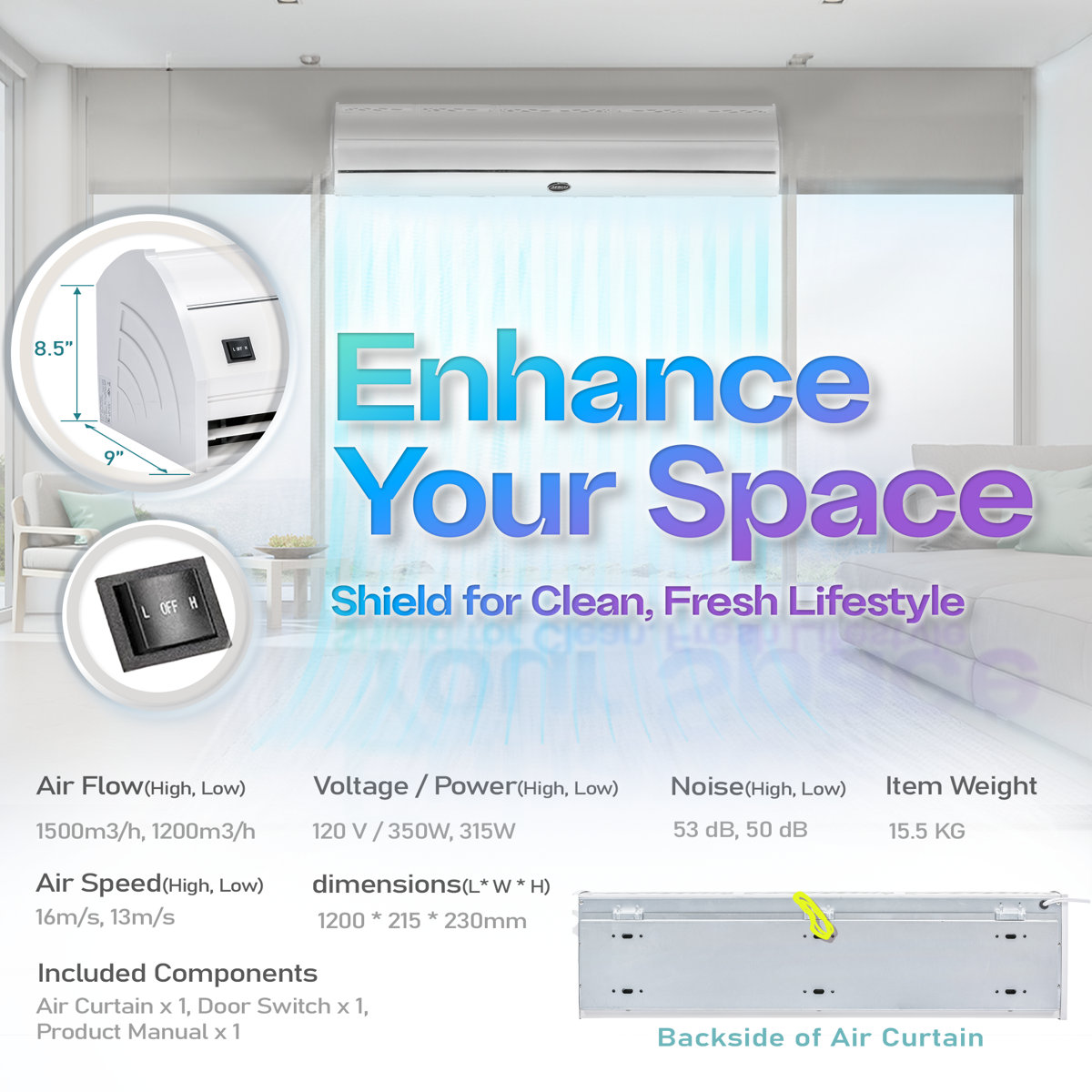 DuraSteel 48" Wall Mounted Air Curtain Fan by DuraSteel Aerial Titan ...