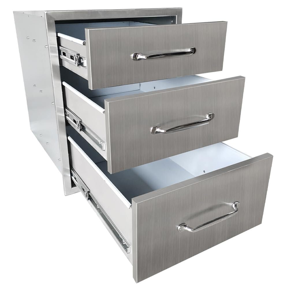 Ebern Designs Outdoor Kitchen Drawer, 3-Layer Stainless Steel 18" W X ...