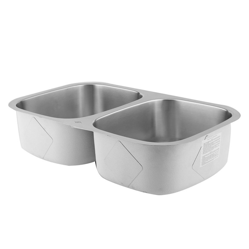 DAX 50/50 Double Bowl Undermount Kitchen Sink - 29" x 18" - 18G ...
