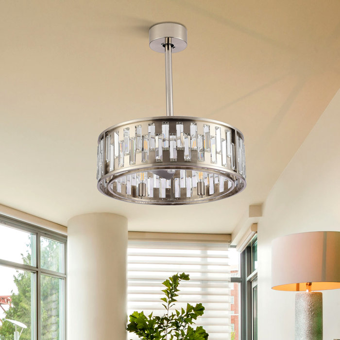 Mercer41 21.6'' Isaya Indoor Crystal Chandelier Ceiling Fan With Remote ...