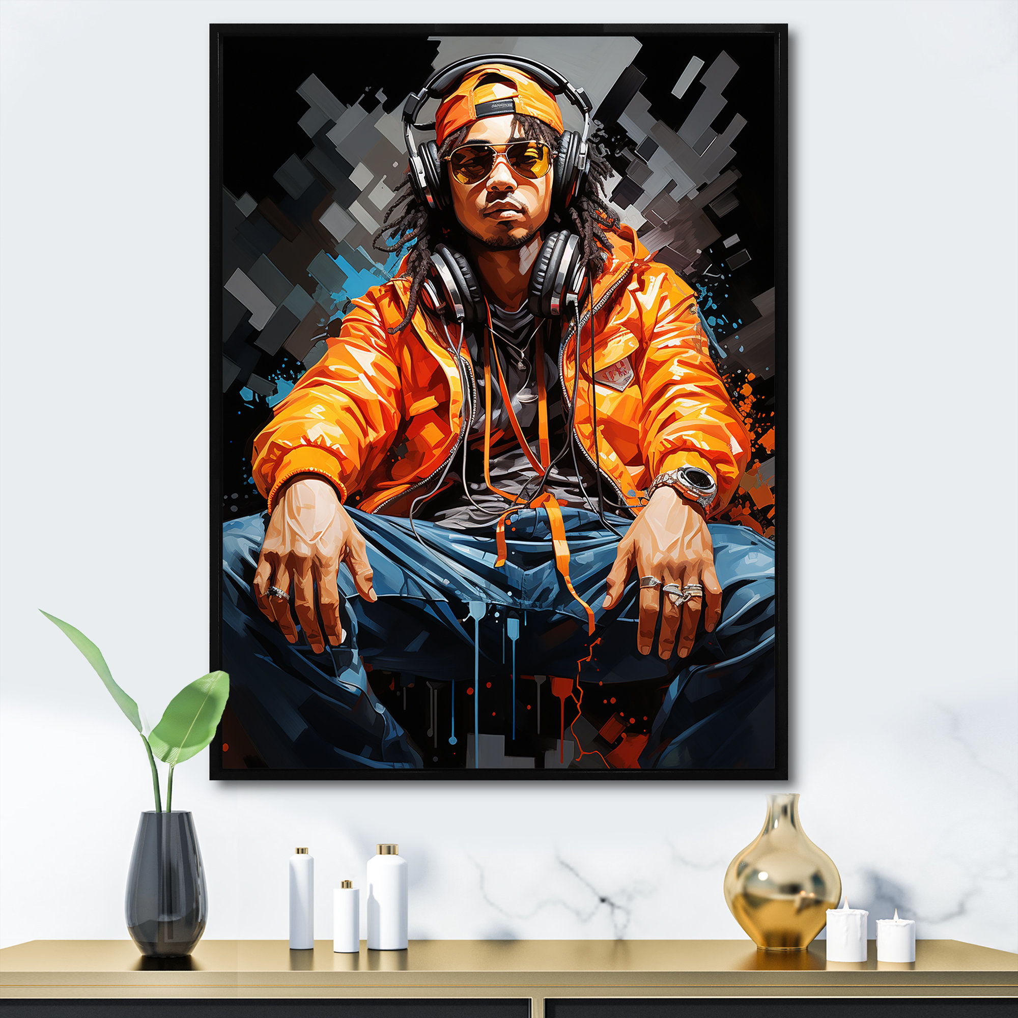 DesignArt " Hiphop Rapper Bold And Vibrant Colors " | Wayfair