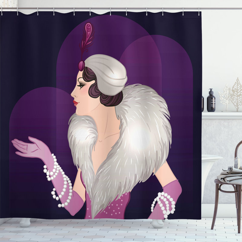 Astoria Grand Retro Shower Curtain Vintage Portrait of Lady | Wayfair