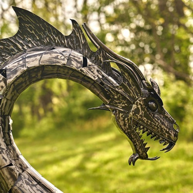 Zaer Ltd International 6ft. Tall Large Metal Dragon Statue "Angry Ira ...