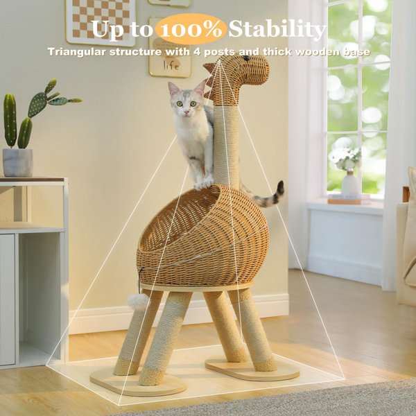 Dakota Fields 46-inch wicker cat dinosaur tower with scratching post ...