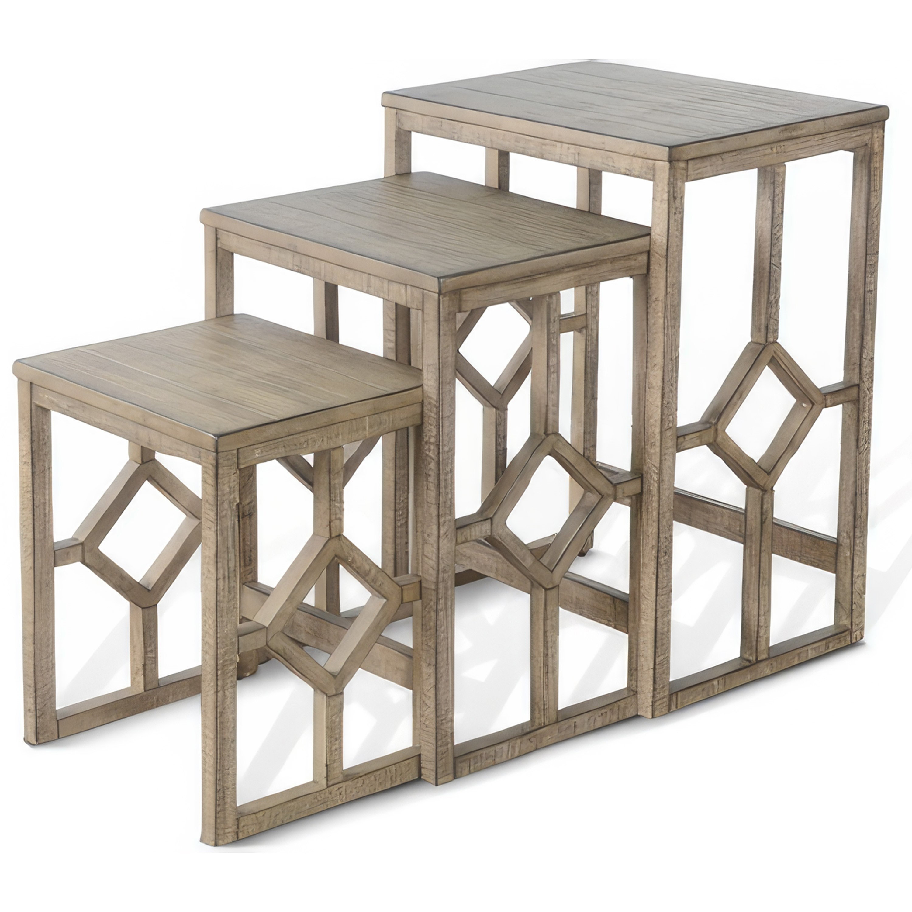 Benjara Rena 3 Piece Nesting Accent Table Set, Slatted, Mahogany ...