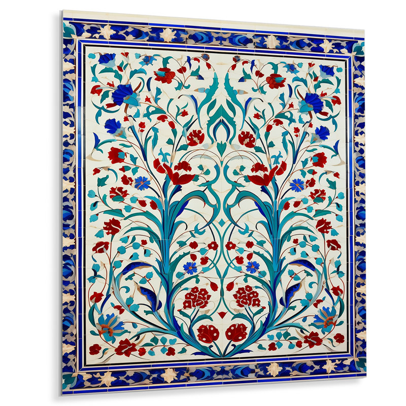 Bungalow Rose Blue Tiled Marocain Door II - Abstract Tile Metal Wall ...