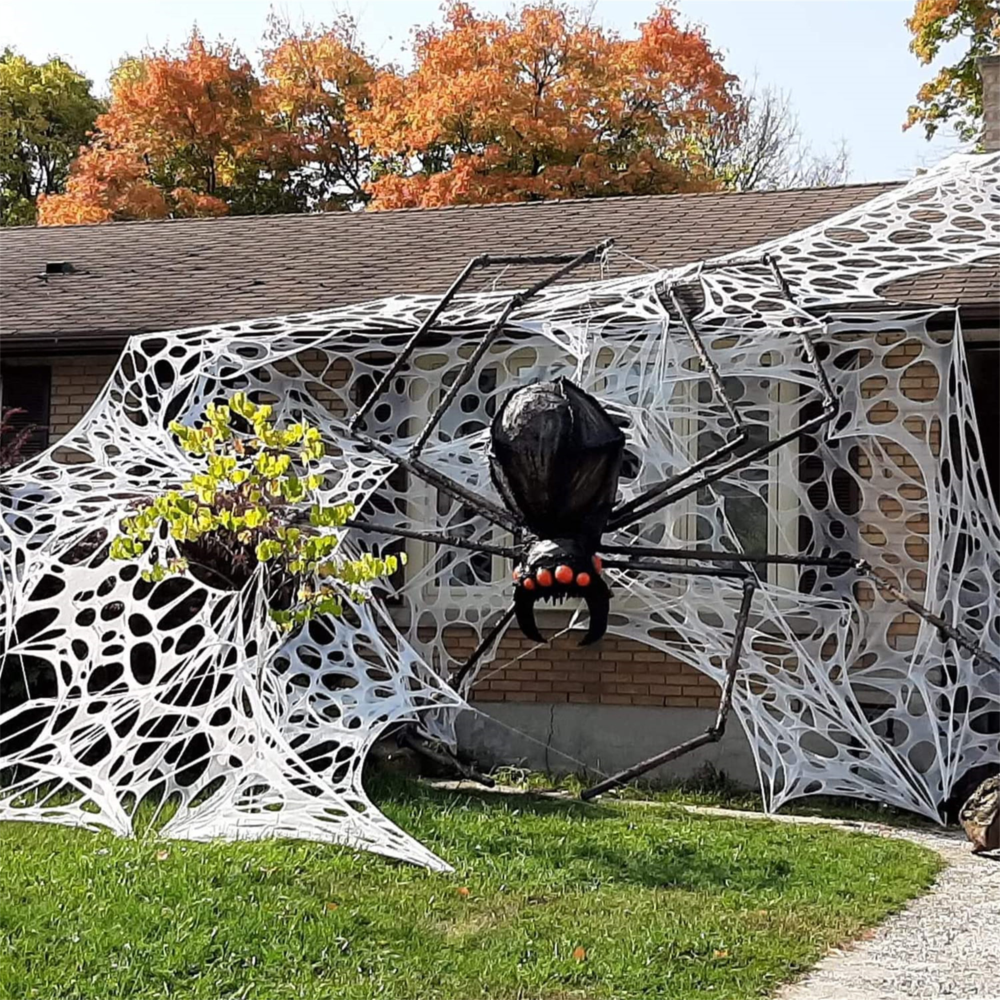 The Holiday Aisle® 450 sqft Stretchy Spider Web Halloween Decoration ...