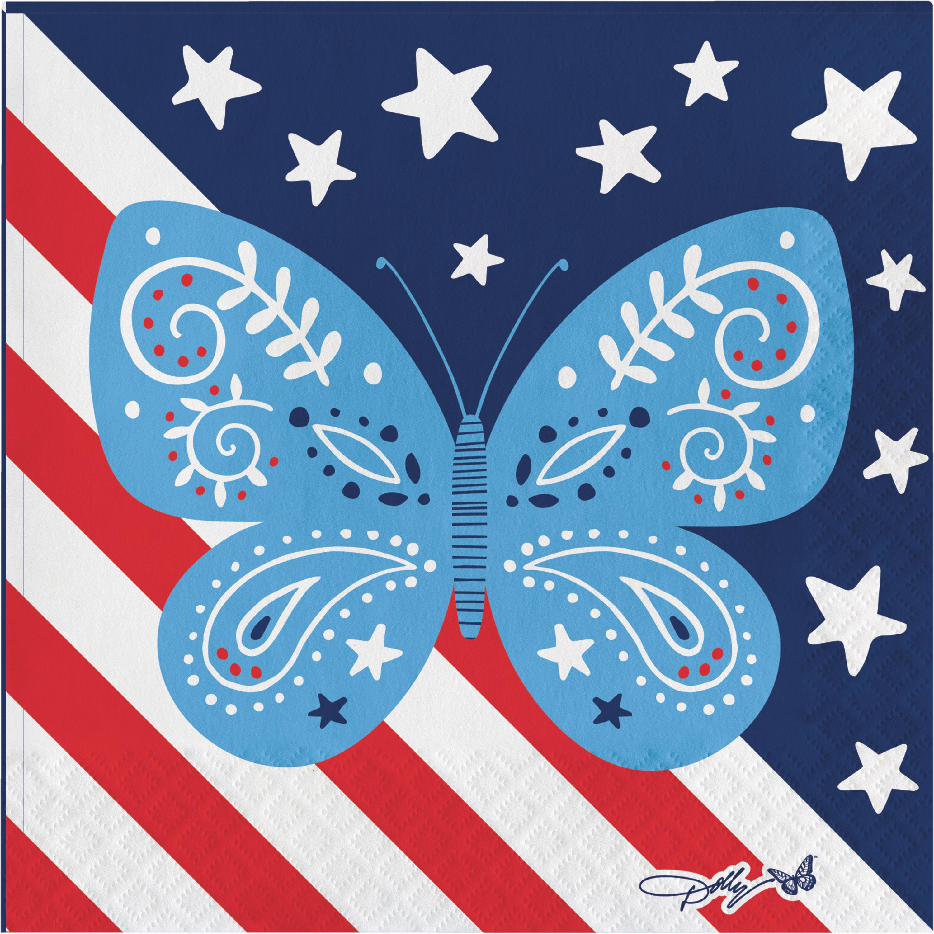 Creative Converting Dolly Parton Patriotic Butterflies Napkins, 48 ct ...