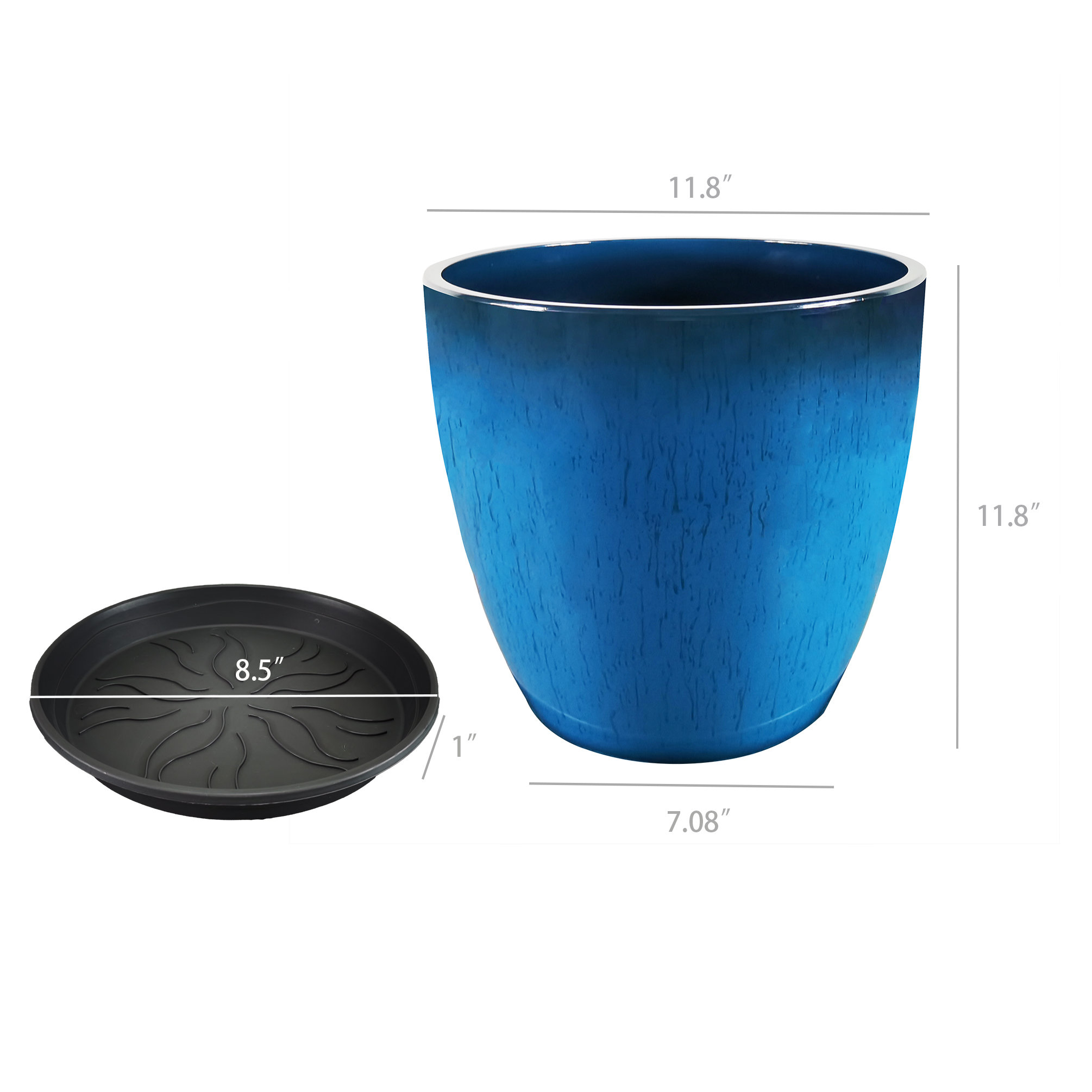 Highland Dunes Garden Plastic Round 11.8" Diameter 12" Tall Planter ...